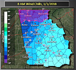 Wind chill advisory ushers in cold first week of 2018 for Cobb, metro ...